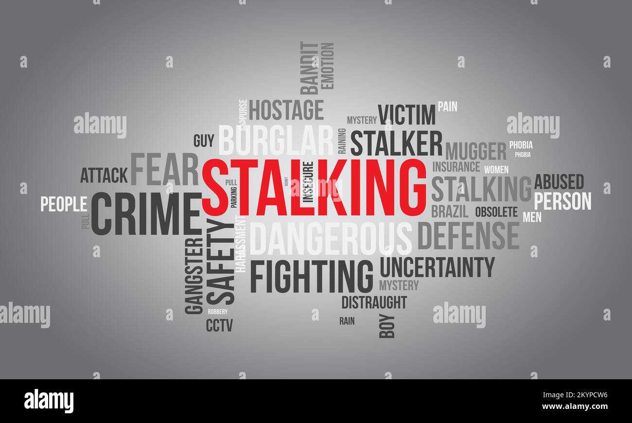 Stalking word cloud background. Safety awareness Vector illustration ...