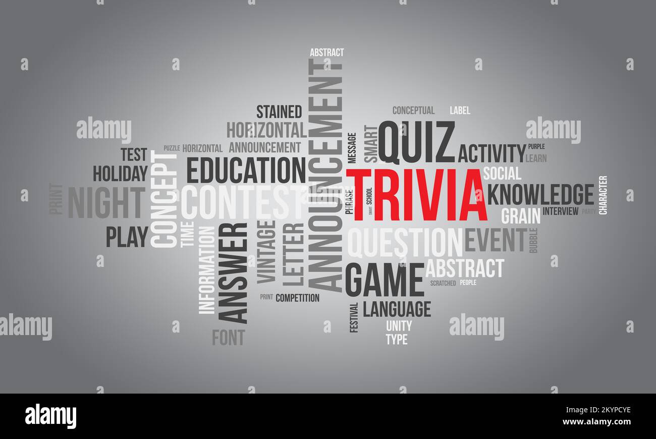 Trivia wordcloud background. Activities awareness Vector illustration ...