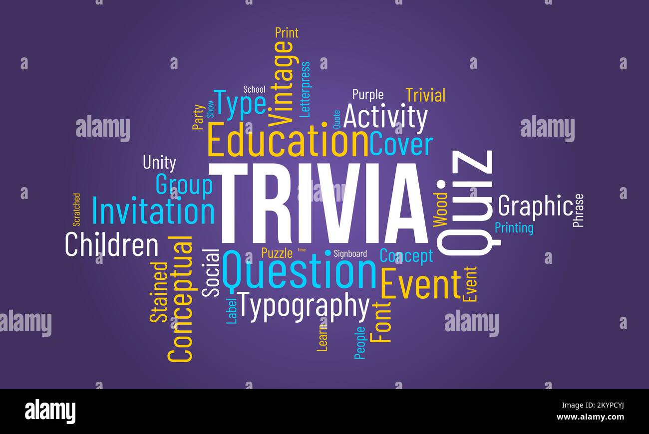 Trivia wordcloud background. Activities awareness Vector illustration ...