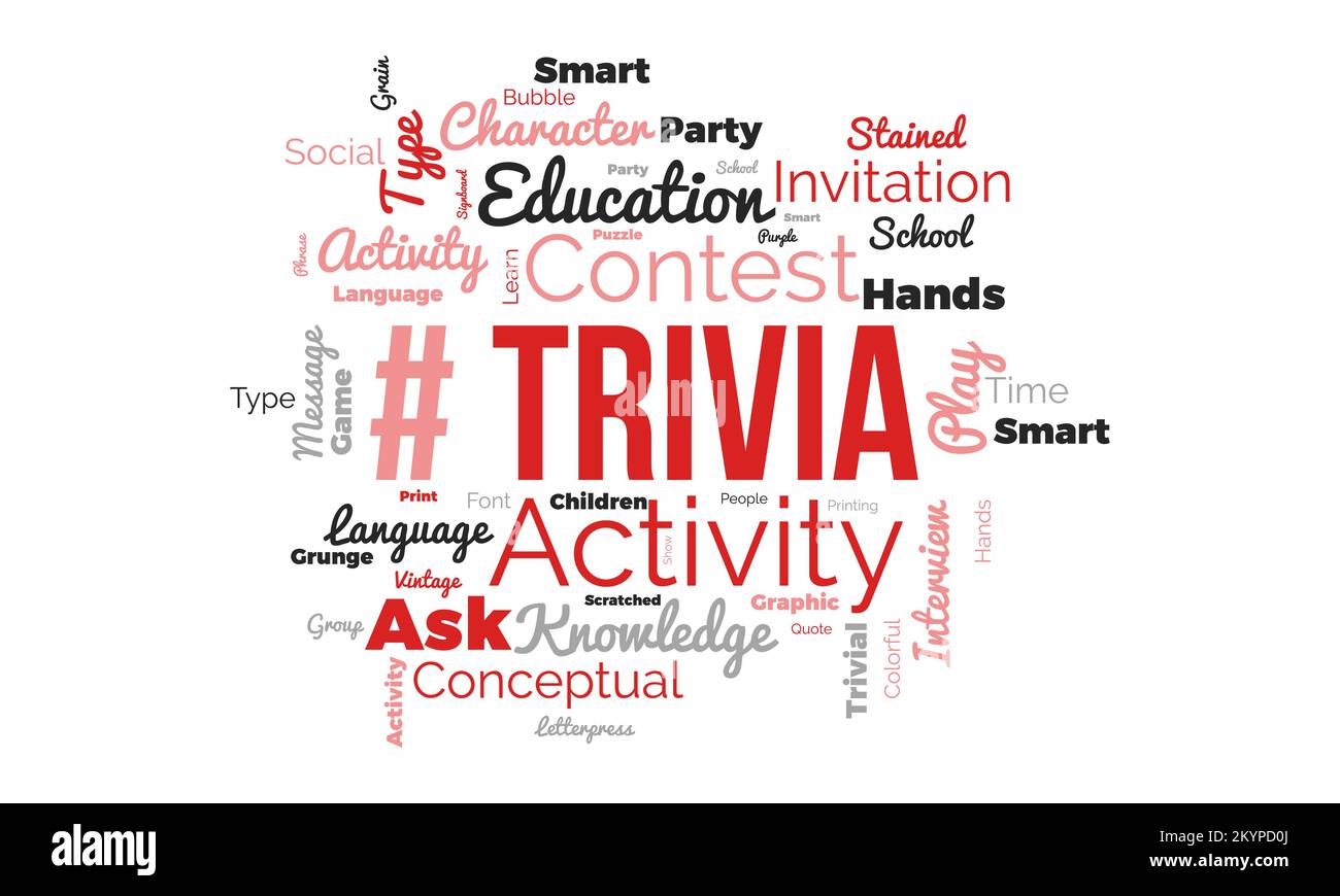 Trivia wordcloud background. Activities awareness Vector illustration ...