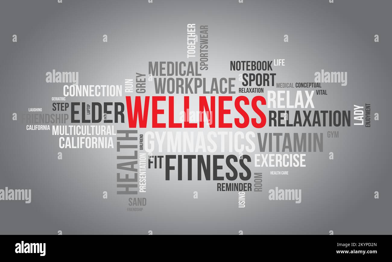 Wellness wordcloud background. Activities awareness Vector illustration ...