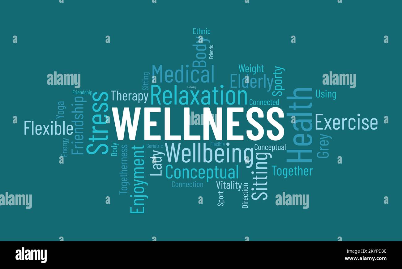 Wellness wordcloud background. Activities awareness Vector illustration ...