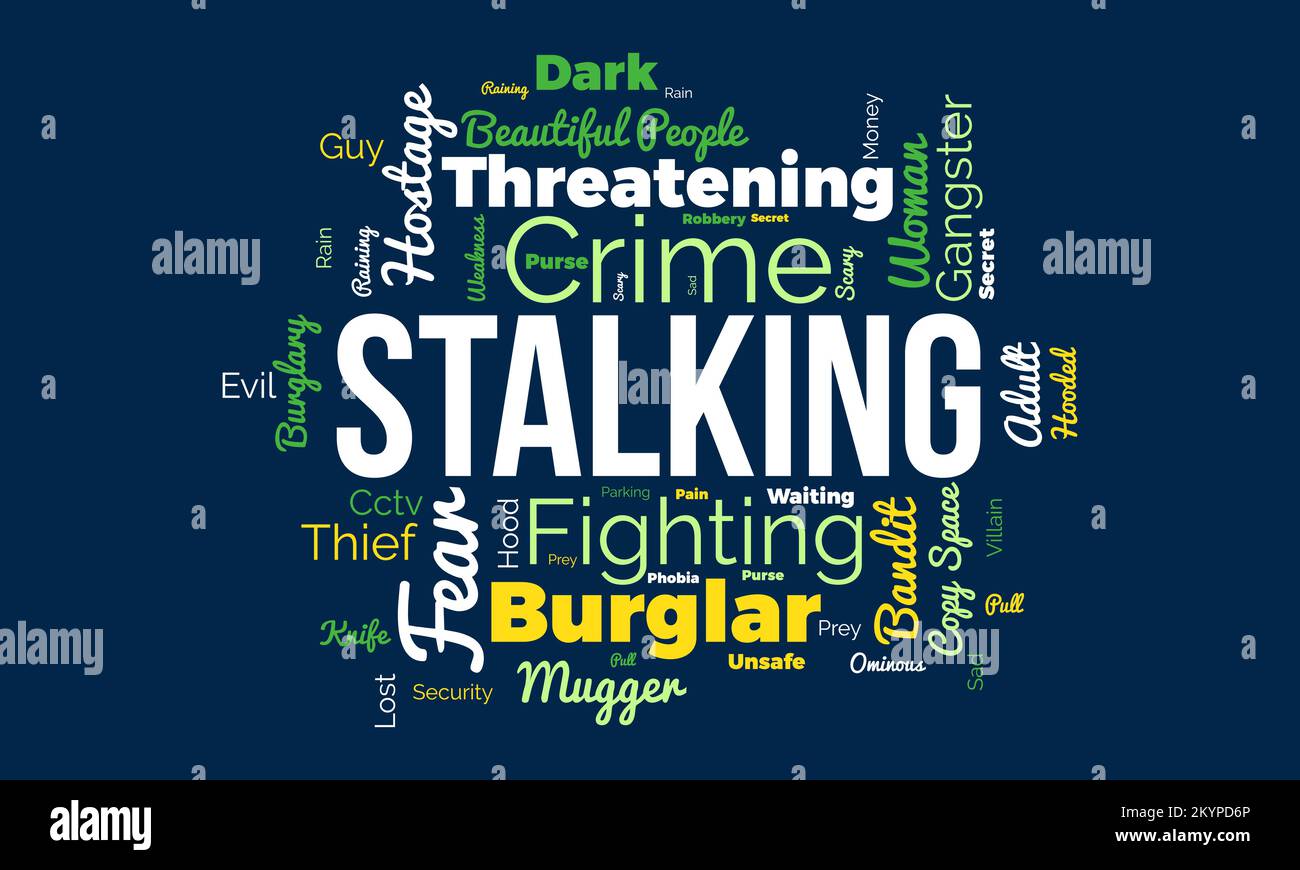 Stalking wordcloud background. Safety awareness Vector illustration ...