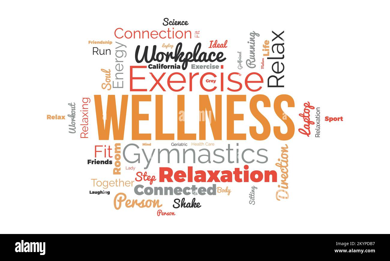 Wellness wordcloud background. Activities awareness Vector illustration ...