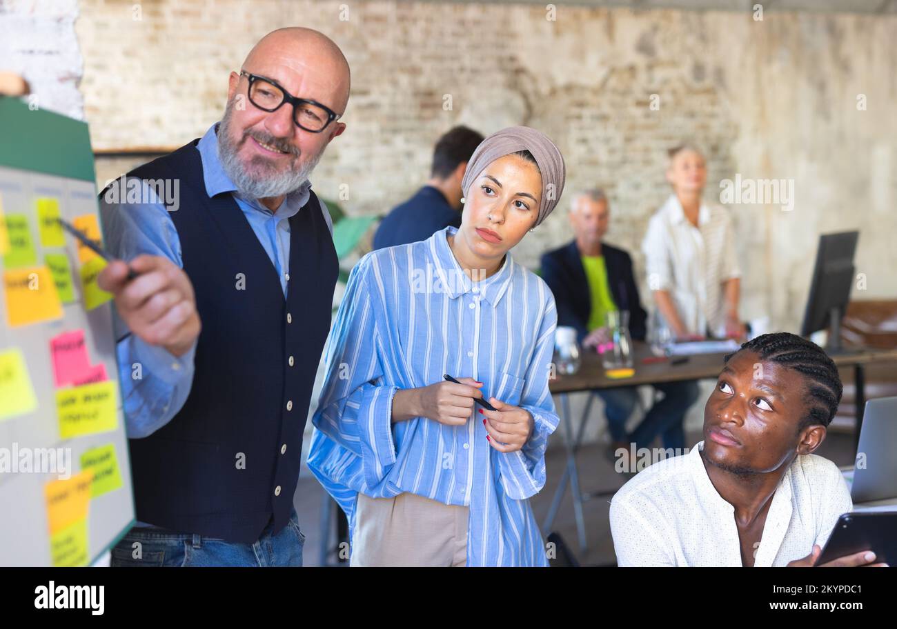 Group of multiracial team having a meeting in modern office and ...