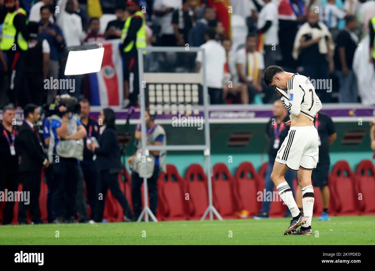 Al Khor, Qatar. 1st Dec, 2022. Kai Havertz of Germany reacts after the ...