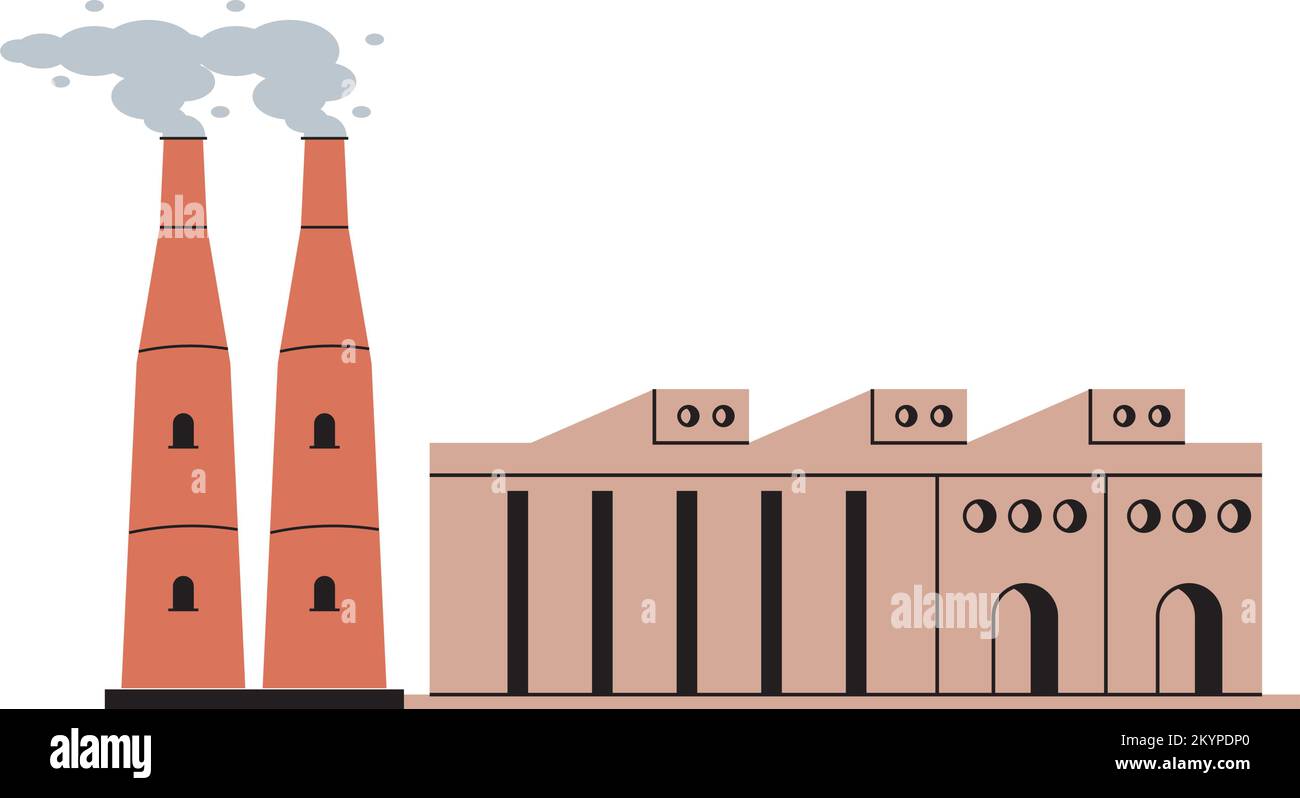 Industrial factory building smoking chimneys Stock Vector Images - Alamy
