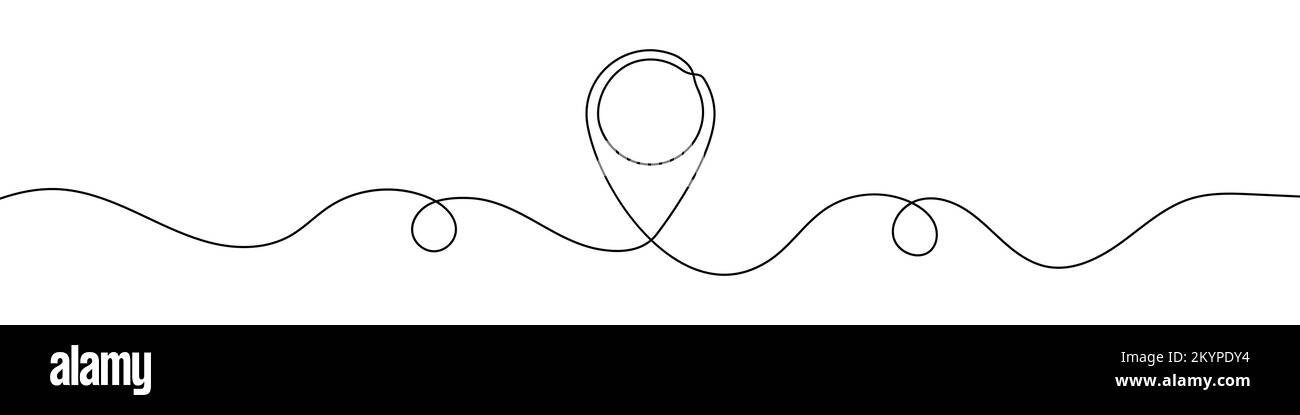 Map pin in continuous line drawing style. Line art of GPS navigation ...