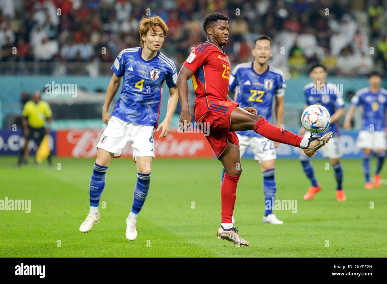 Doha, Catar. 01st Dec, 2022. Ansu Fati of Spain during a match between ...