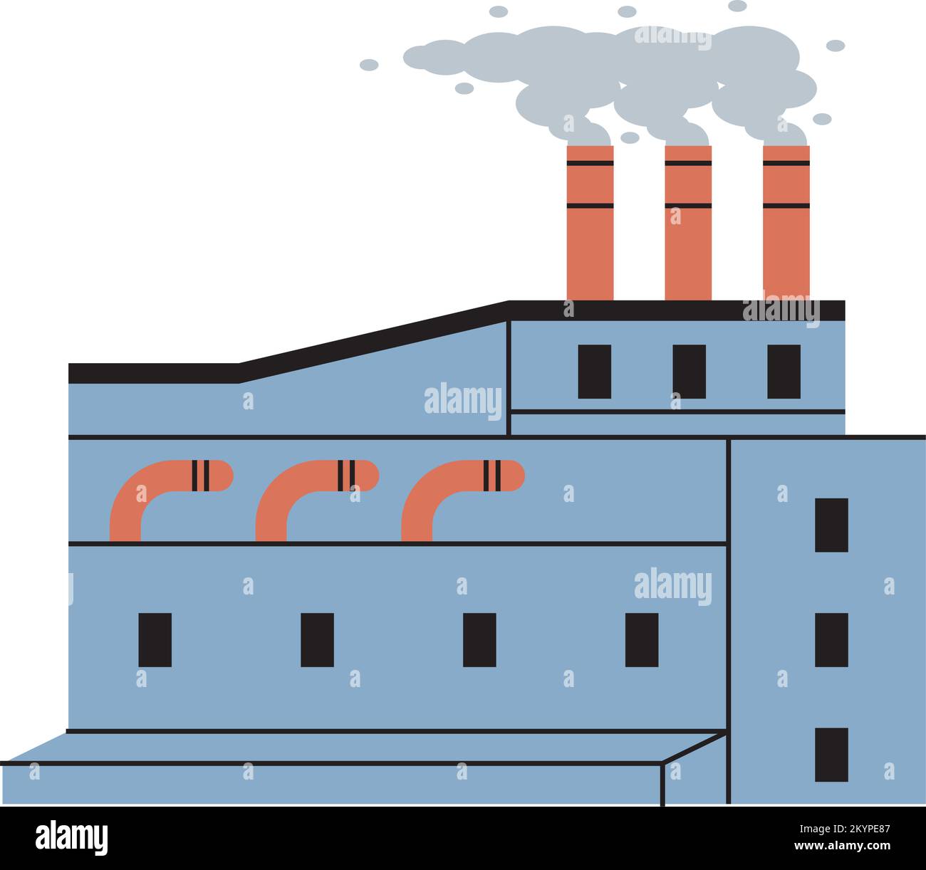 Industrial factory building smoking chimneys Stock Vector Images - Alamy