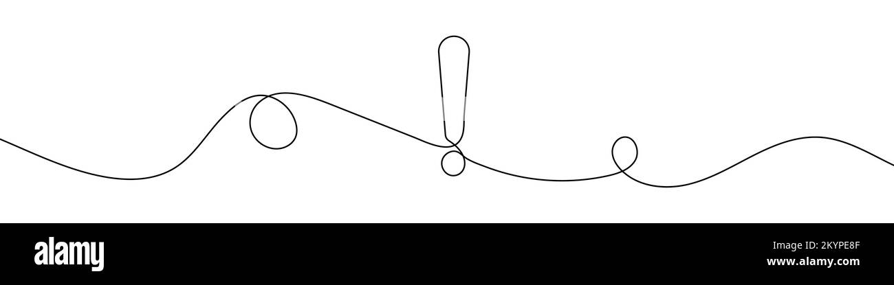 Exclamation mark in continuous line drawing style. Line art of an ...