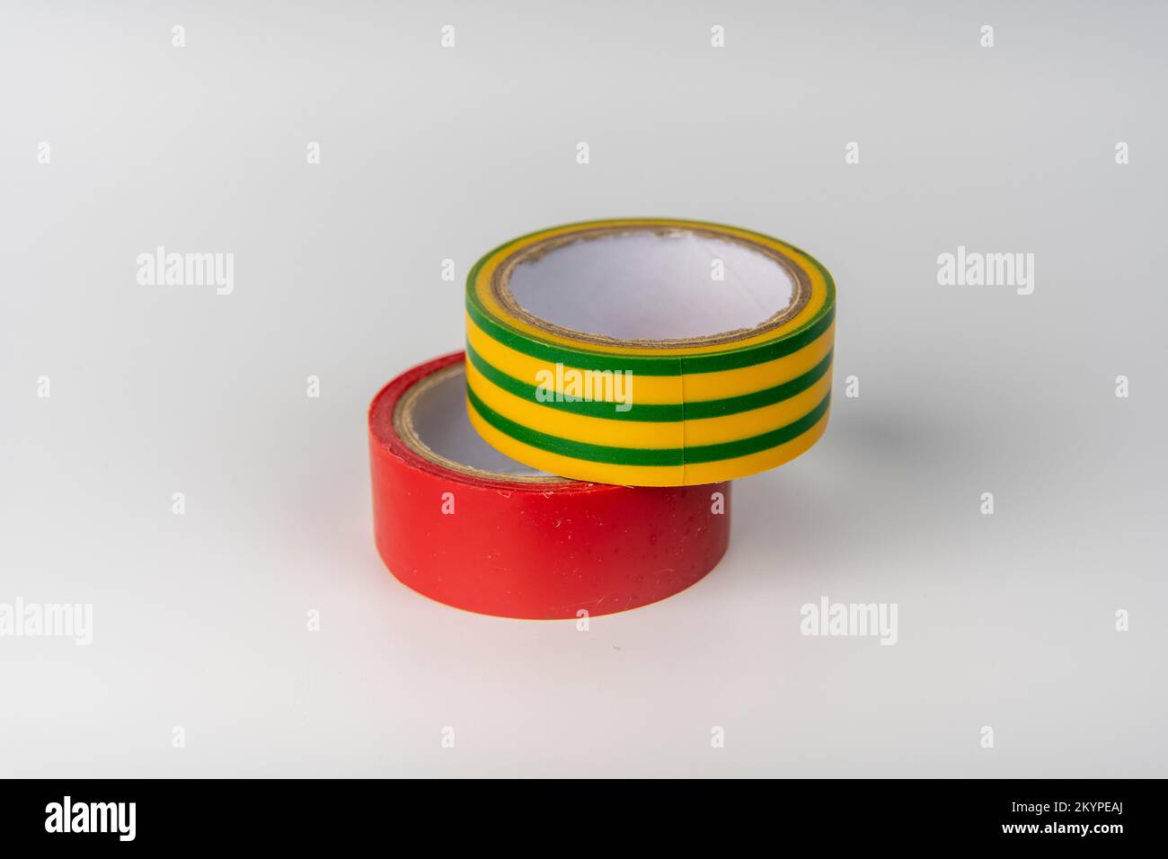 red vinyl insulating electrical tape on the white background Stock ...
