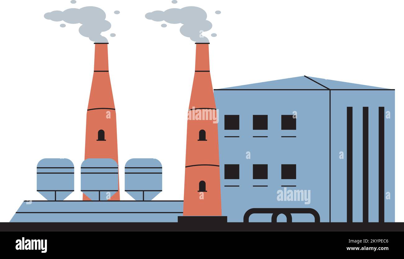 Industrial factory building smoking chimneys Stock Vector Images - Alamy
