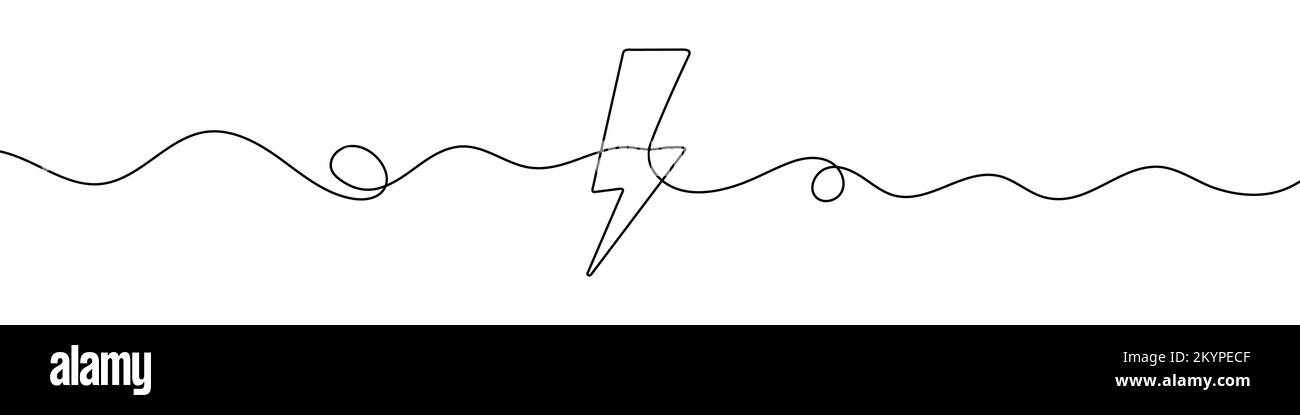 Lightning symbol in continuous line drawing style. Line art of ...