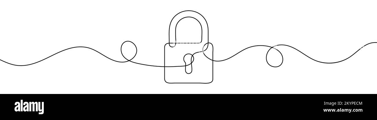 Padlock symbol in continuous line drawing style. Line art of lock icon ...