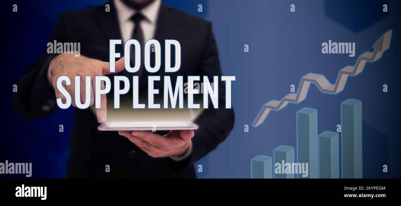 Sign displaying Food Supplement. Business approach Conditions and ...