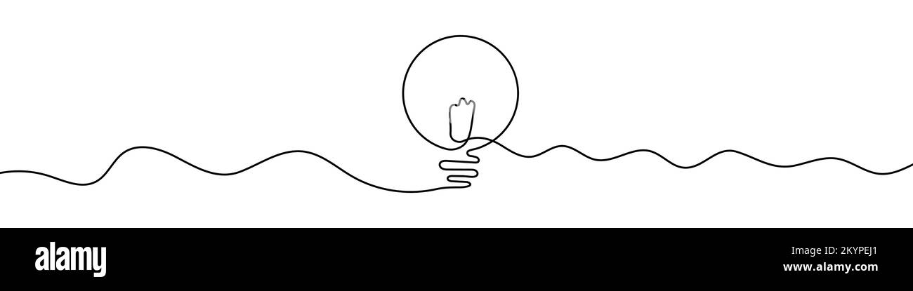 Light bulb sign in continuous line drawing style. Line art of lamp icon ...