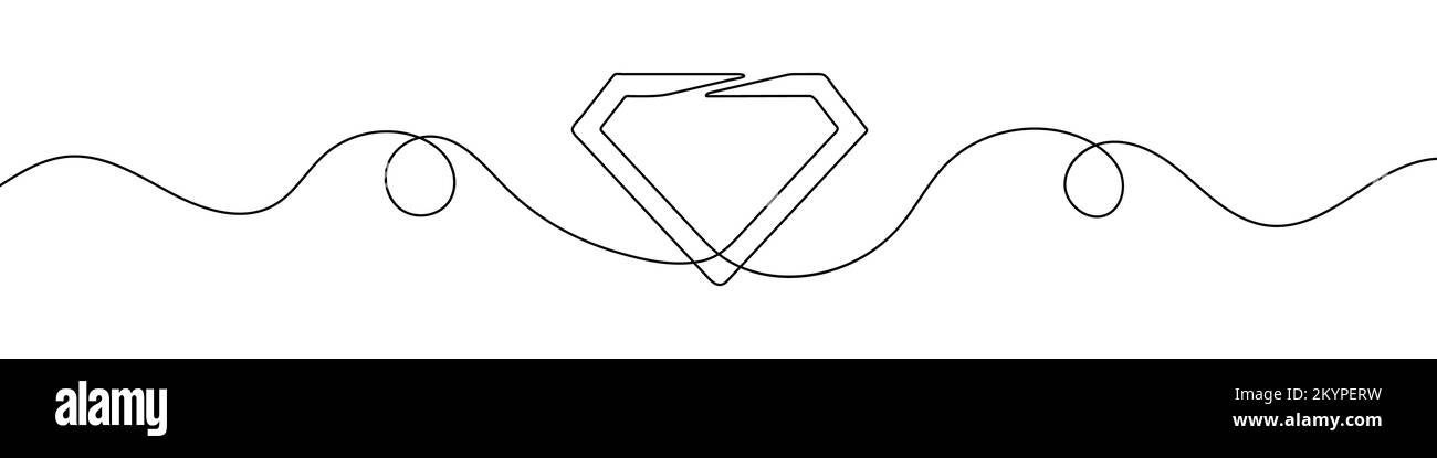Diamond symbol in continuous line drawing style. Line art of gem icon ...