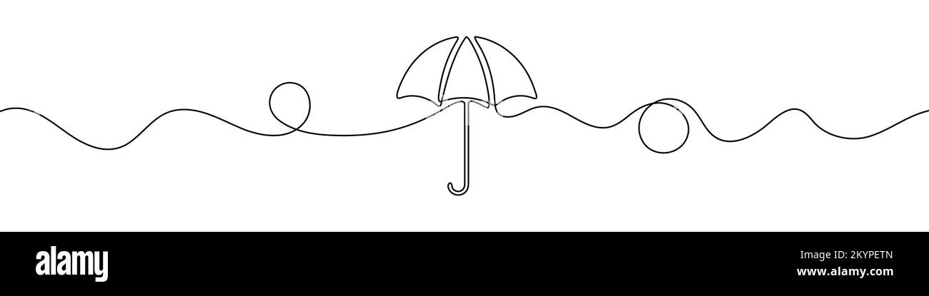 Umbrella symbol in continuous line drawing style. Line art of umbrella ...