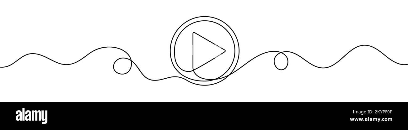 Play icon in continuous line drawing style. Line art of play button ...