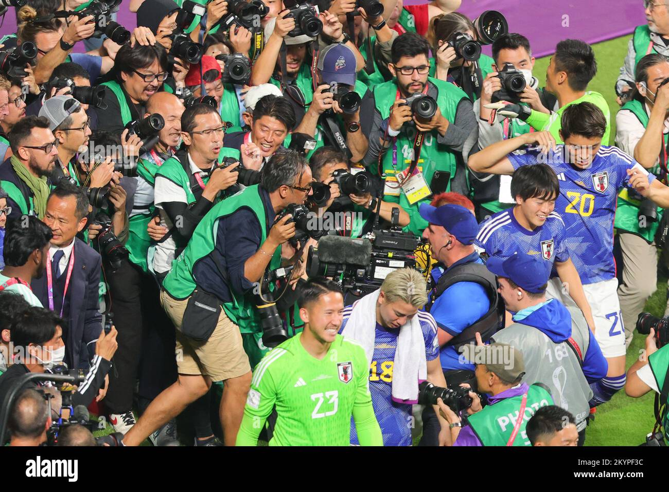 Doha, Qatar. 02nd Dec, 2022. Photographer scrum taking images of Japan ...