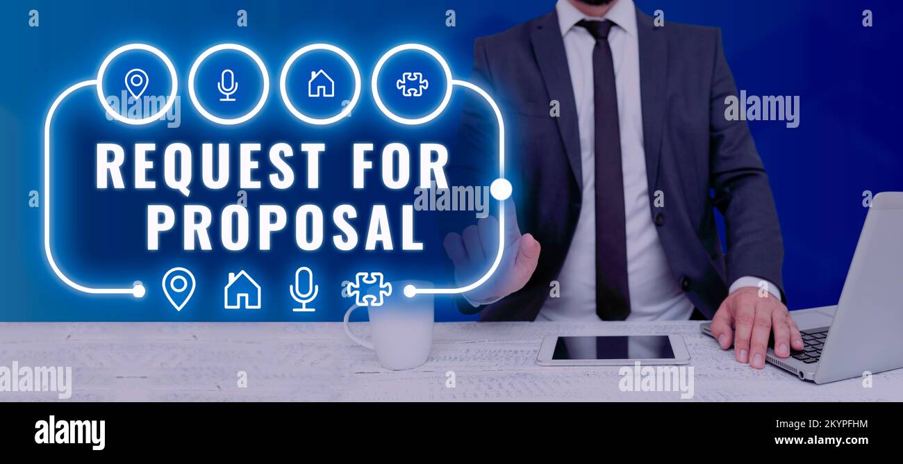 Text showing inspiration Request For Proposal. Word Written on document ...