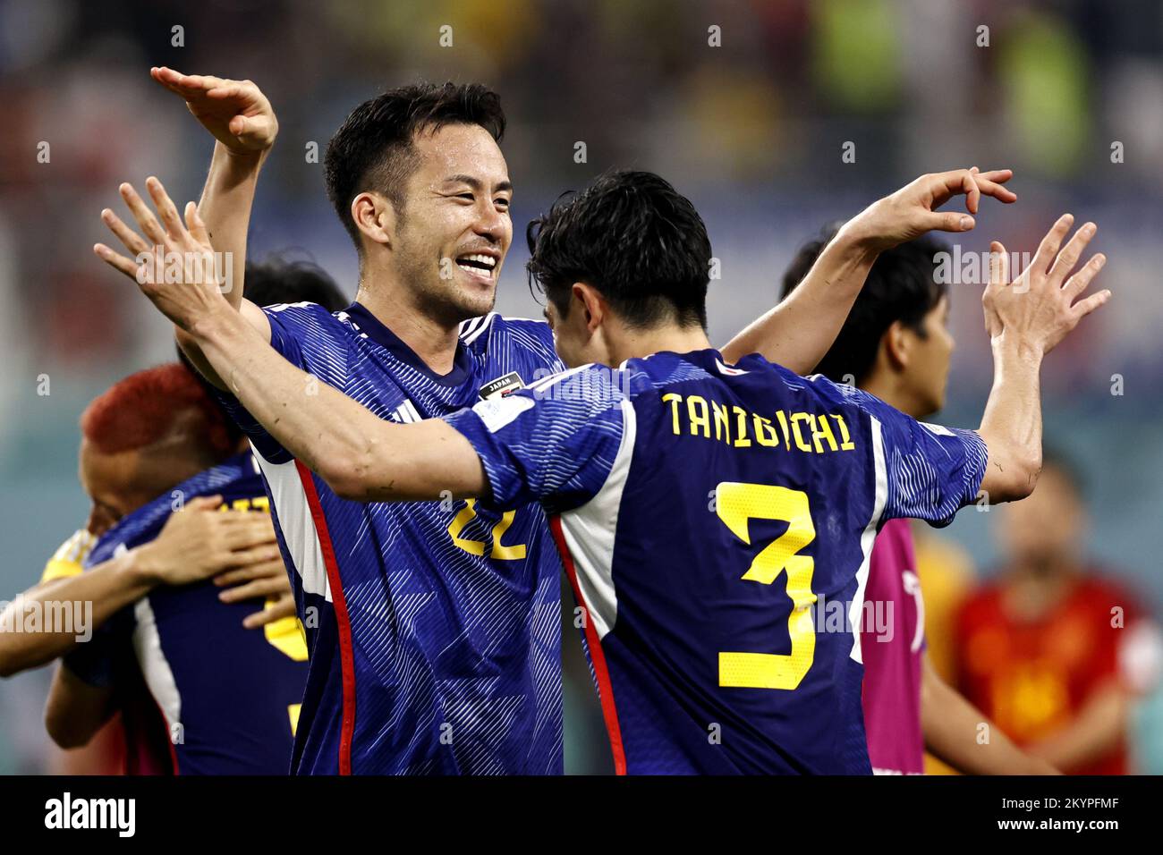 Ar-Rayyan, Qatar. December 1, 2022, (l-r) Maya Yoshida of Japan, Shogo ...