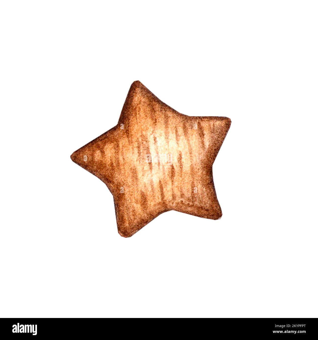 Small wooden star. Art watercolor illustration isolated on white ...