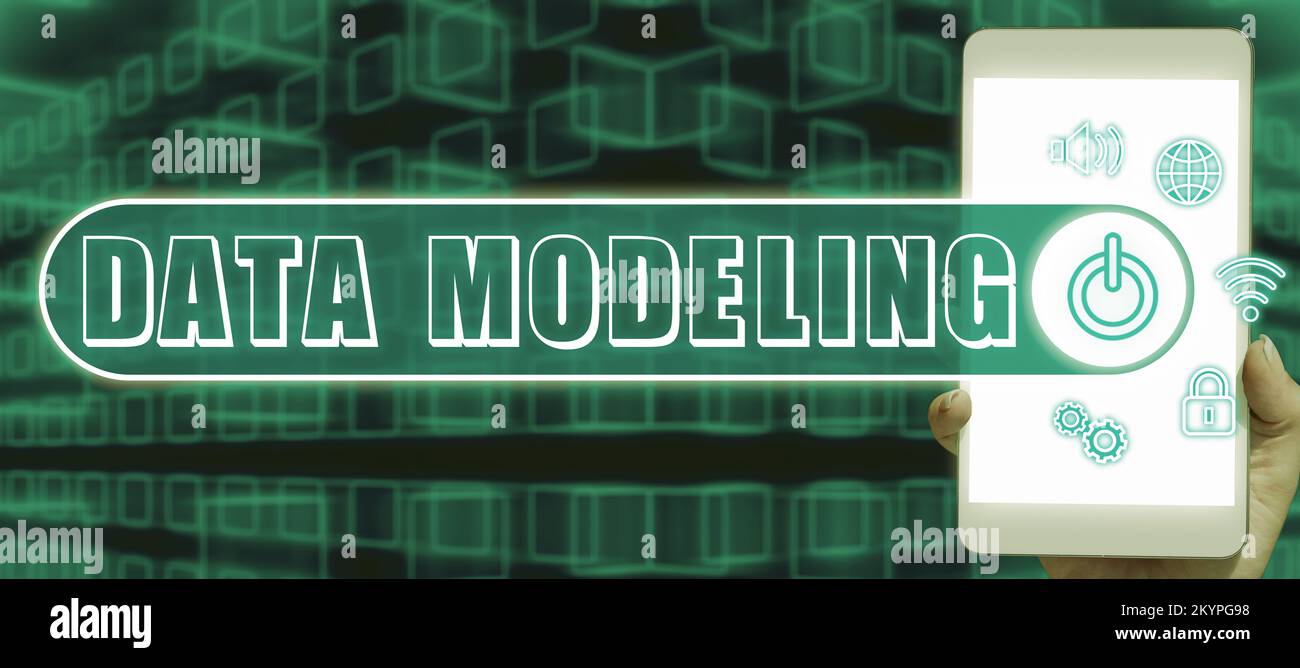 Handwriting text Data Modeling. Internet Concept process of transferring data between data ...