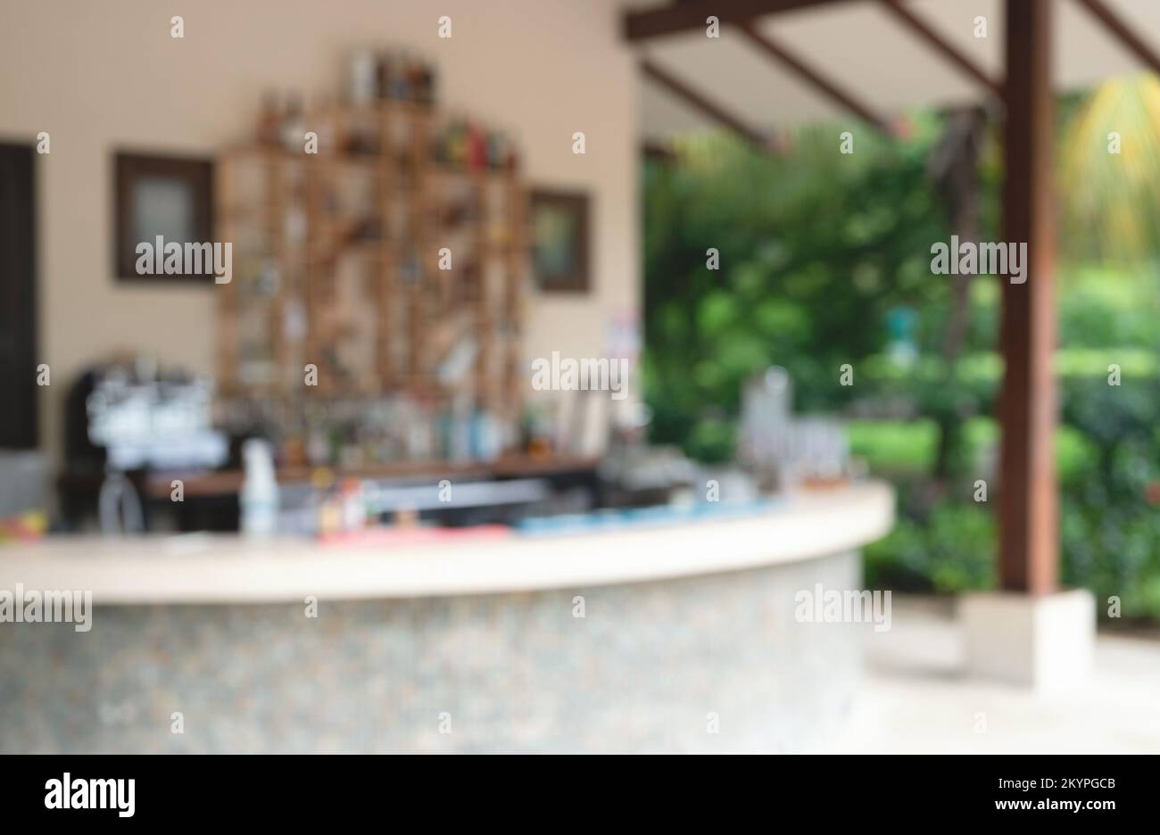 Blurred outside bar background in resort hotel Stock Photo - Alamy