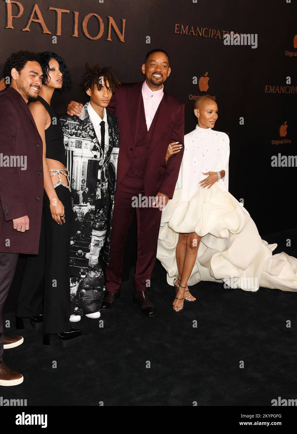 Los Angeles, California, USA. 30th Nov, 2022. (L-R) Trey Smith, Willow Smith, Jaden Smith, Will ...