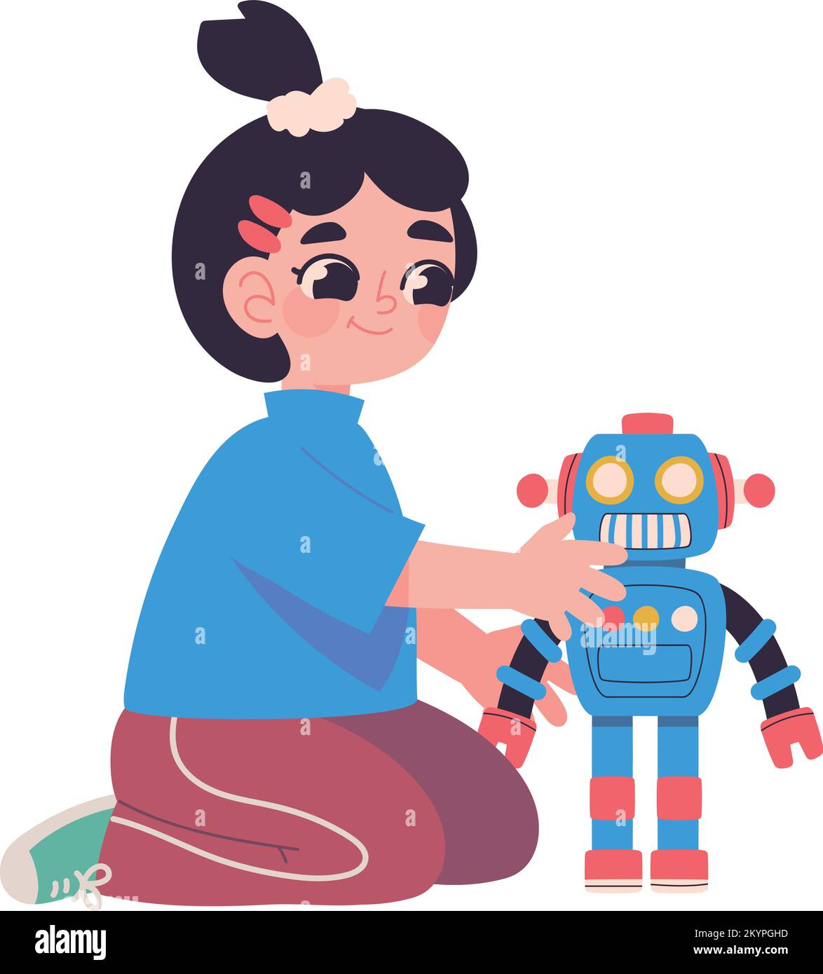 girl playing with robot Stock Vector Image & Art - Alamy