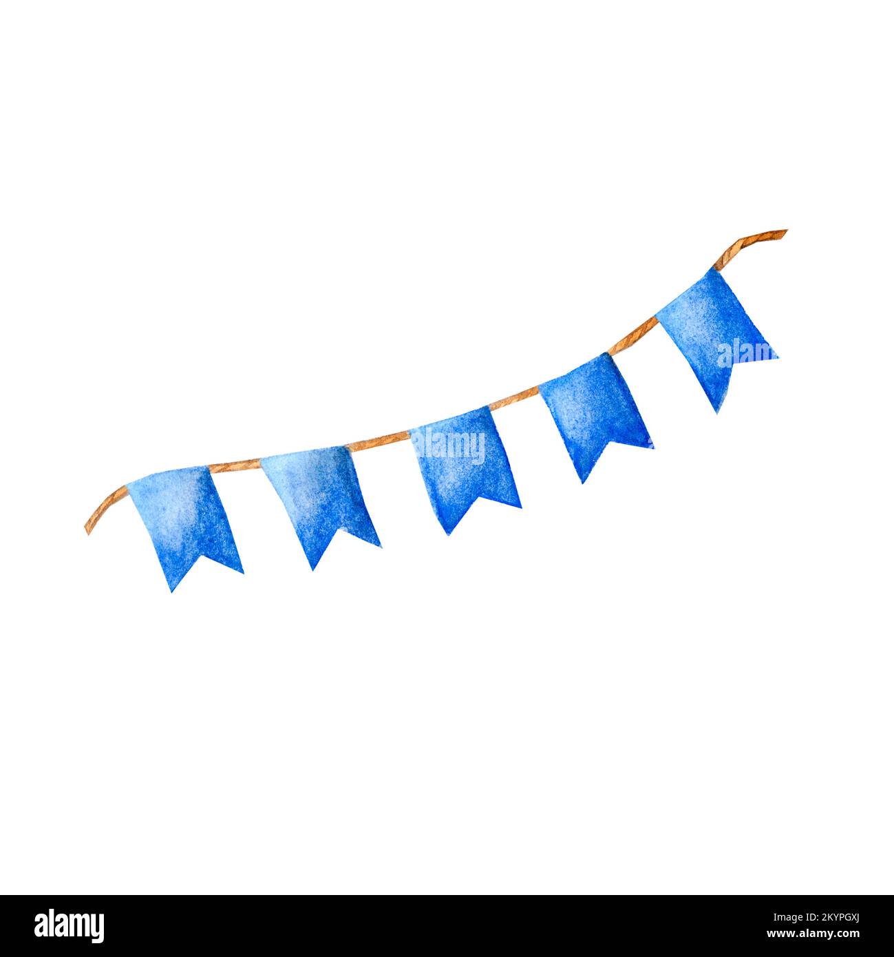 Blue flags for kids room. Art watercolor illustration isolated on white ...