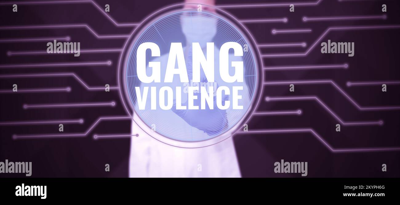 Text caption presenting Gang Violence. Word for infringement of the ...