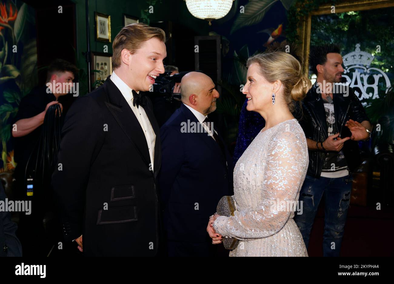 The Countess of Wessex talking to George Ezra after the Royal Variety ...