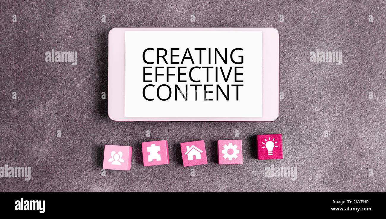 Text caption presenting Creating Effective Content. Word for Valuable ...
