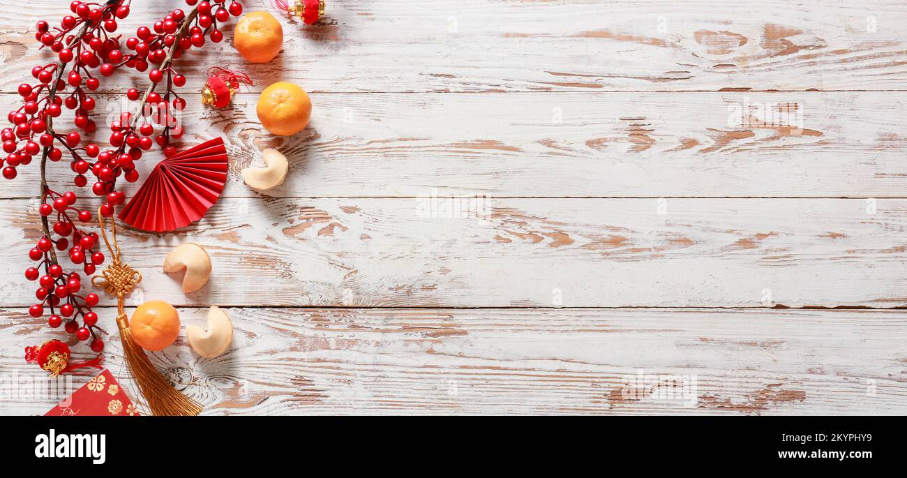 Chinese symbols on white wooden background with space for text Stock ...