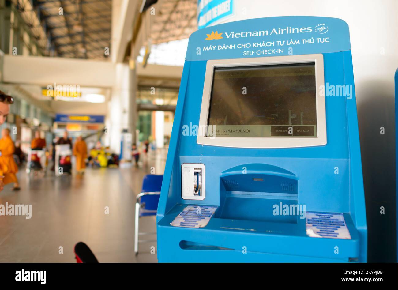 HANOI, VIETNAM - MAY 11, 2015: self check-in kiosk in Noi Bai ...