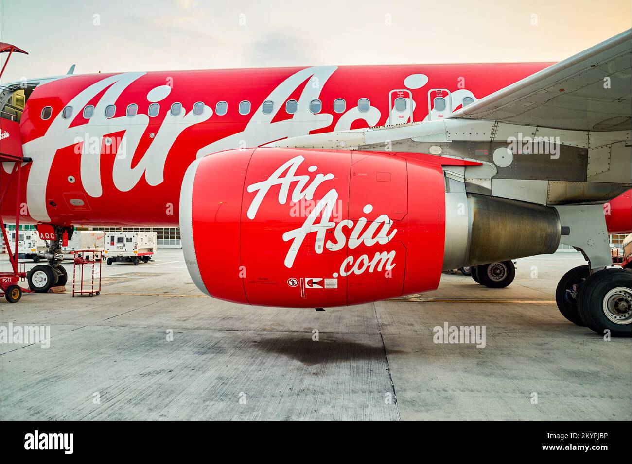 KUALA LUMPUR, MALAYSIA - MAY 02, 2014: close up shot of AirAsia ...