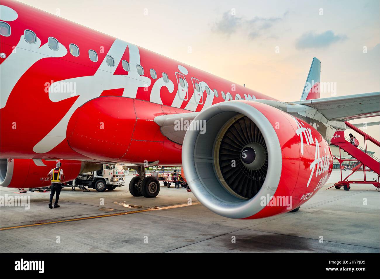 KUALA LUMPUR, MALAYSIA - MAY 02, 2014: close up shot of AirAsia ...