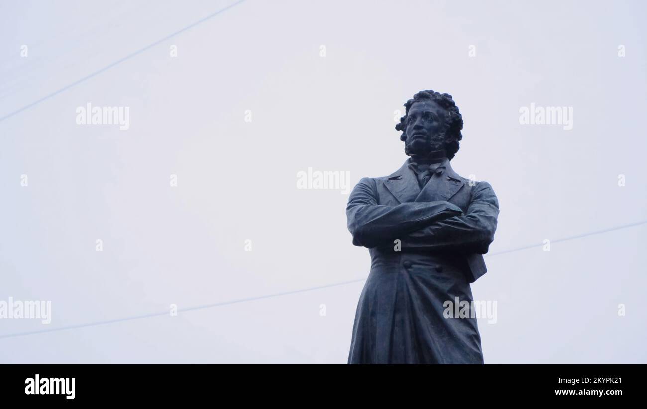 Statue of Alexander Pushkin, famous Russian poet. Concept. The statue ...