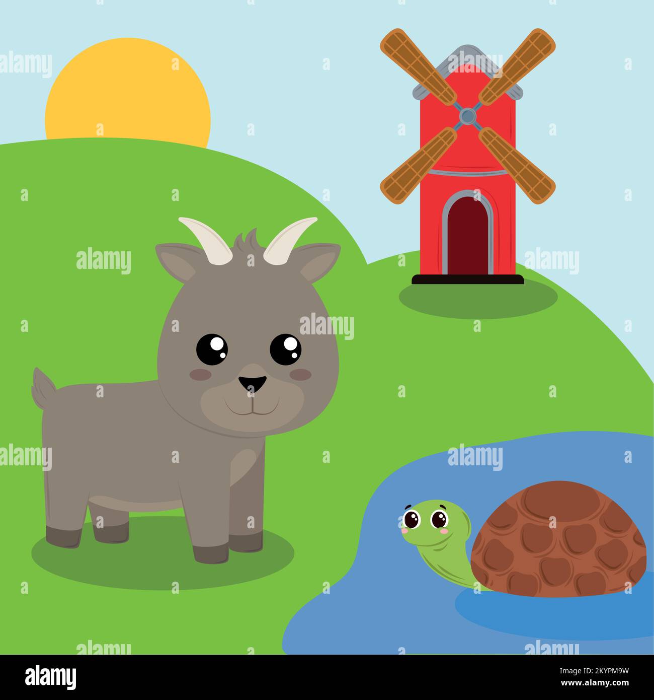 cute goat and turtle Stock Vector Image & Art - Alamy