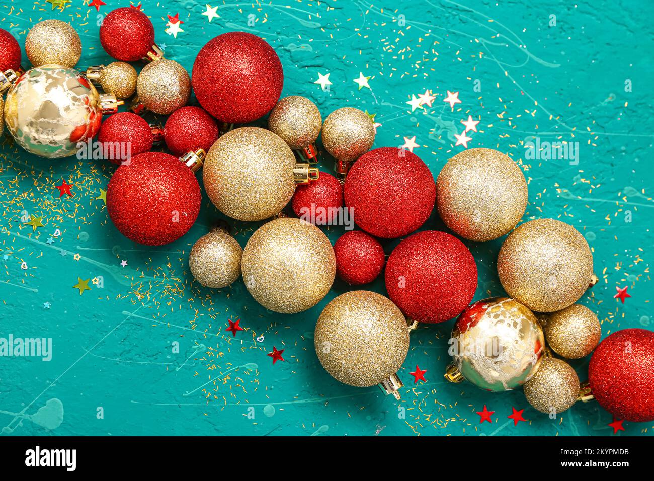 Beautiful Christmas balls with stars on grunge background Stock Photo ...