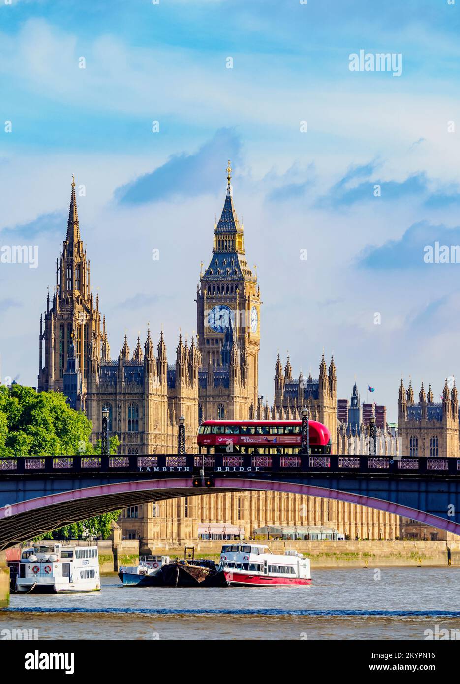 View over the River Thames towards the Palace of Westminster, London ...