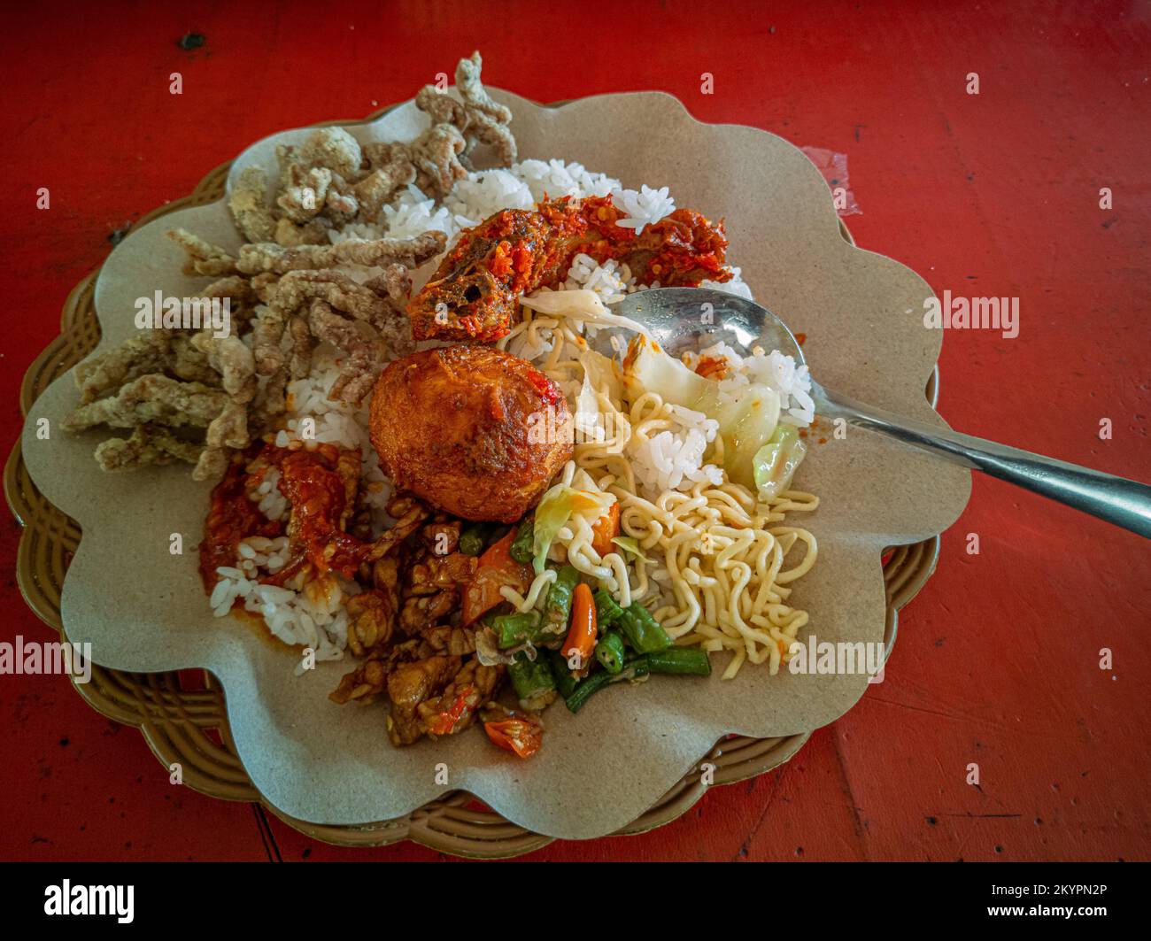 Mixed rice. A popular Indonesian specialty rice meal with various side ...