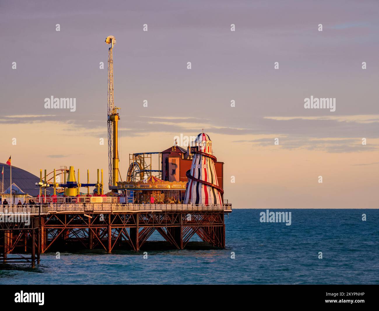 Brighton Palace Pier at sunset, City of Brighton and Hove, East Sussex ...
