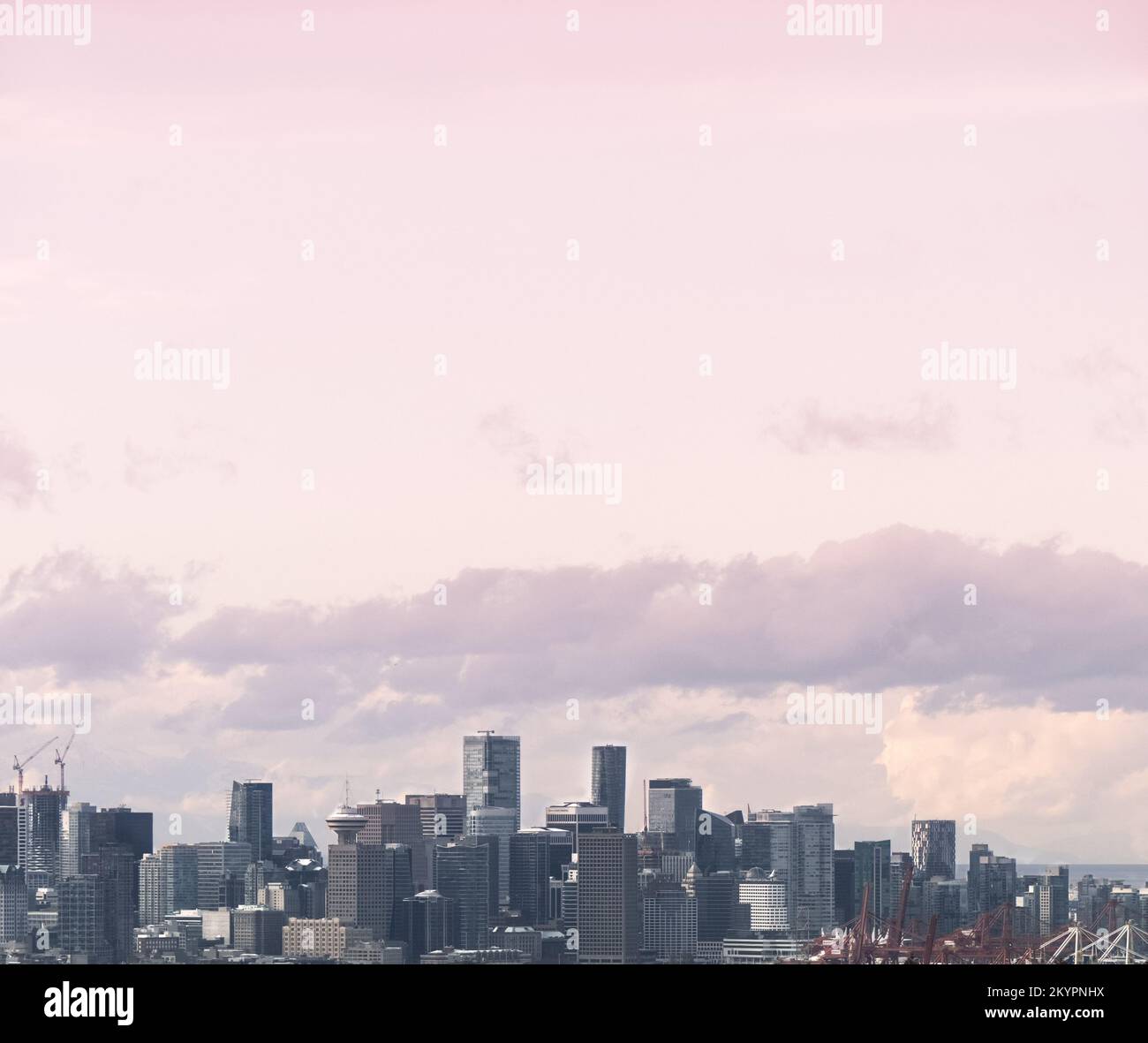 The skyline of Vancouver in British Columbia, Canada, on a beautiful ...