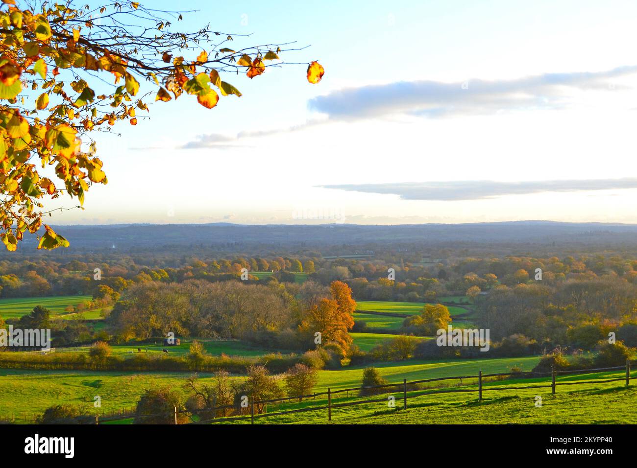 Countryside at Underriver, south of Sevenoaks in late autumn, looking ...