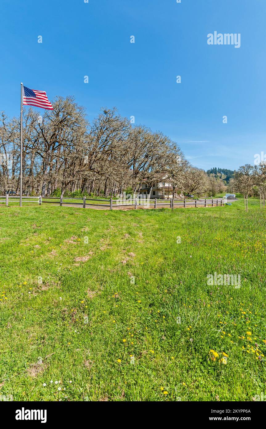The American Flag flies at the Dorris Ranch Park near Springfield ...