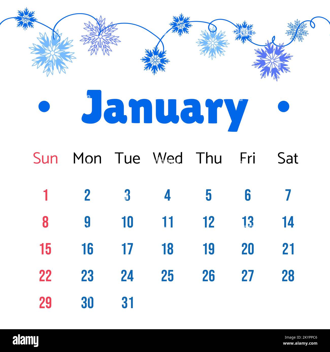 January 2023 Calendar. January 2023 Calendar vector illustration with ...